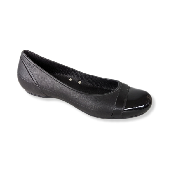 CROCS | Shoes | Crocs Womens Black Cap Toe Ballet Flats | Poshmark